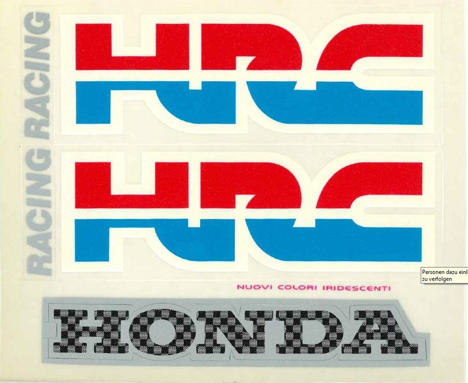 Honda HRC Aufkleber 5teilig (Art. 811) (Neu und originalverpackt) in ...
