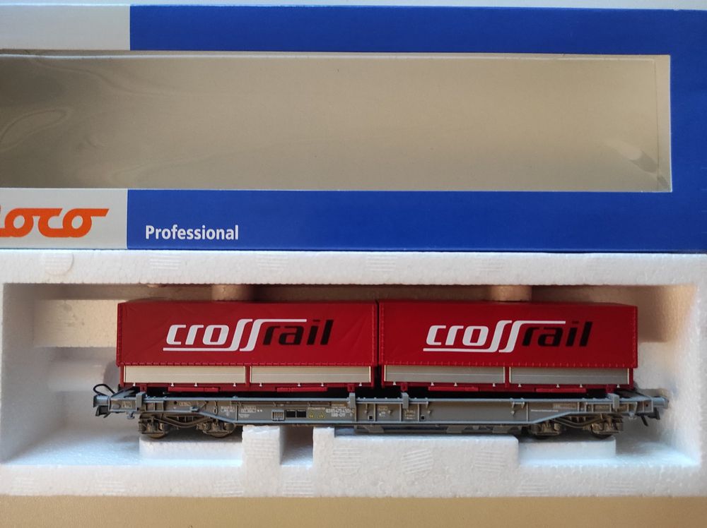 Taschenwagen mit 2 Crossrail Anhänger der SBB von Roco H0,GS (Neu und ...