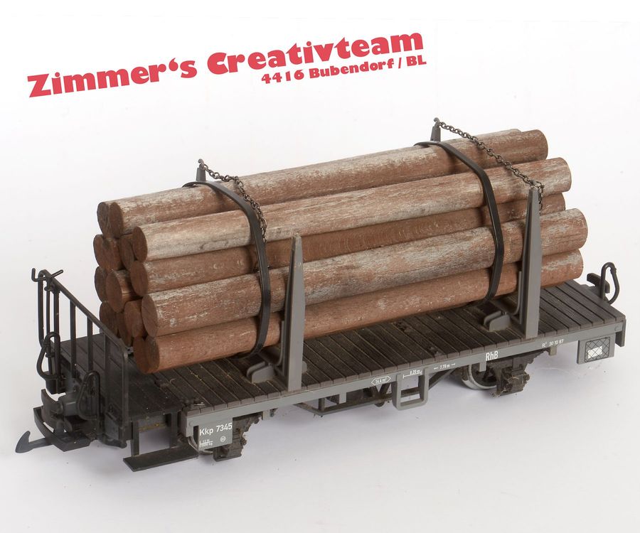 LGB RhB Rungenwagen Kkp 7345 mit Holz, Sp. G (Gebraucht) in Bubendorf für CHF 103.95 – mit ...