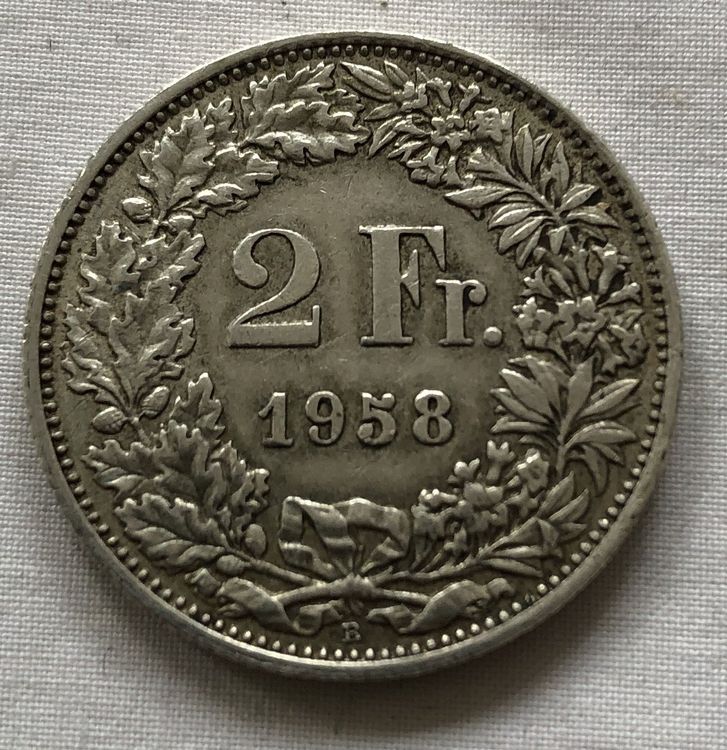 Zweifränkler Münze - 2Fr. - 1958 - Silbermünze (Gebraucht) in Schaffhausen für CHF 6 – mit ...