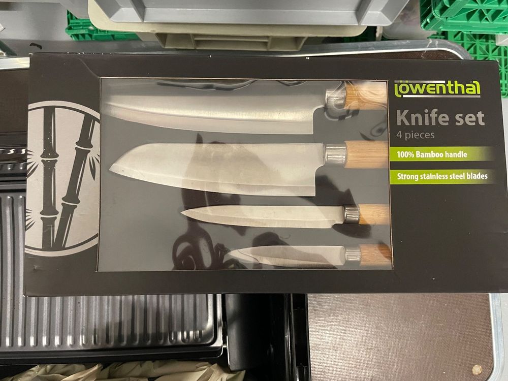 Neues Löwenthal Messer-Set, 4-teilig, Bambusgriffe (Neu (gemäss ...