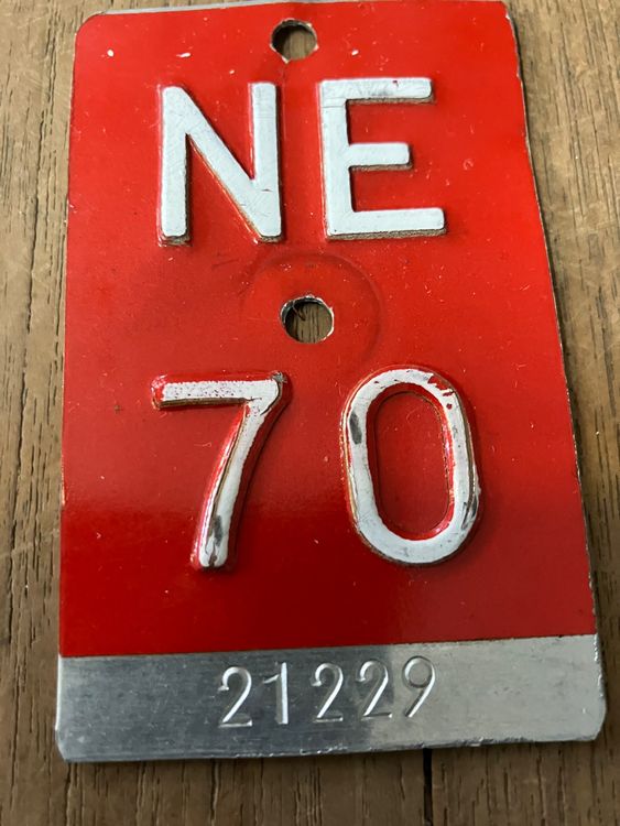 NE 70 - VELONUMMER - FAHRRADSCHILD - PLAQUE DE VELO - NE 70 (Gebraucht ...