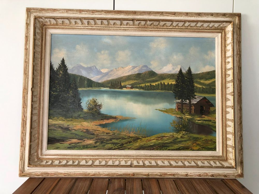 Schweiz See/ Berge Landschaft, 86.5 cm breit x 66 cm hoch | Kaufen auf Ricardo