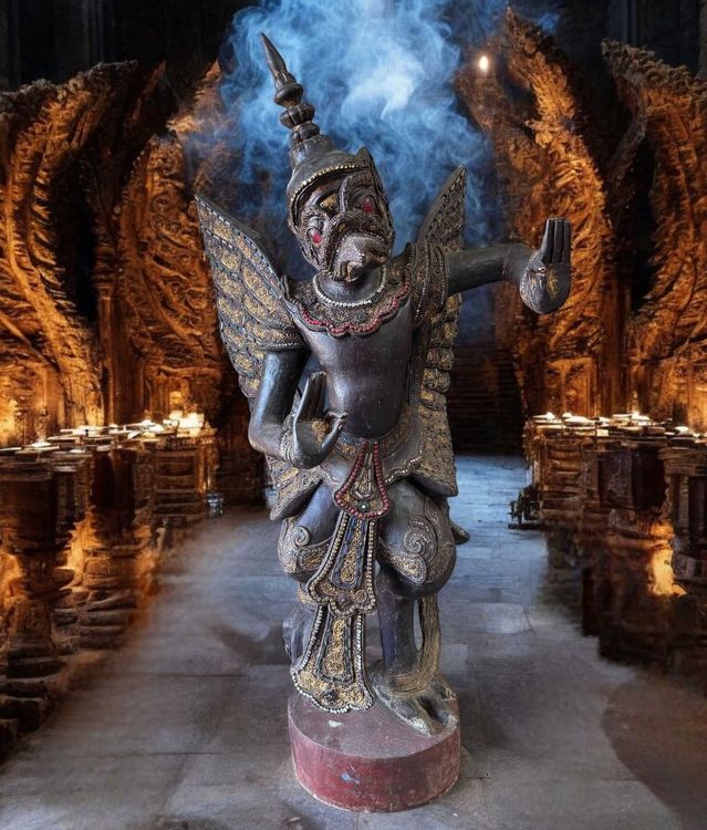 Alte Garuda Skulptur Teak Holz asiatischer Götterbote, Burma | Kaufen ...