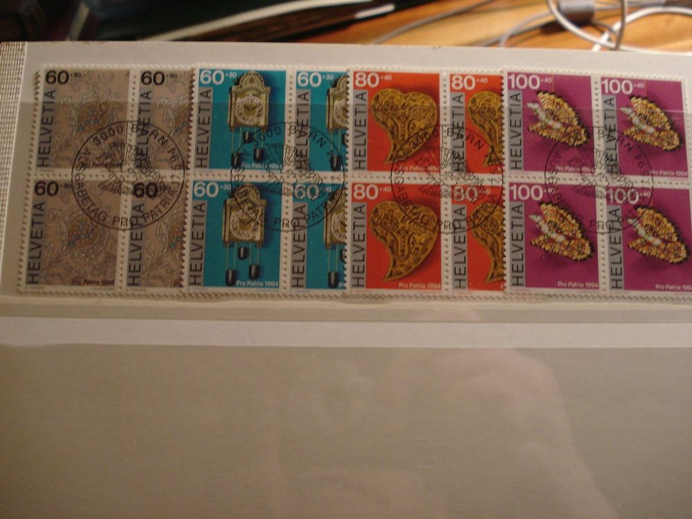 Pro Patria Satz 1994, 4erblock, ET-Stempel, mit Gummi (Gebraucht) in Niederwil AG für CHF 1 ...