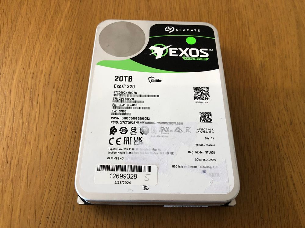 SEAGATE Exos X20, 20TB, NAS HD, wenige Betriebsstunden (Gebraucht) in ...