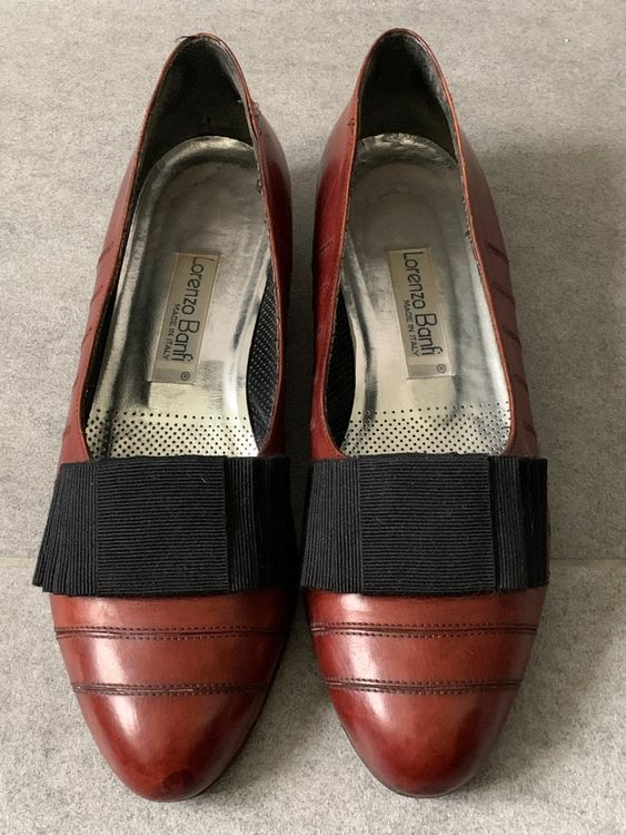 Braune Vintage Leder Damenschuhe mit schwarzer Masche, Italy (Gebraucht) in Kloten für CHF 30 ...