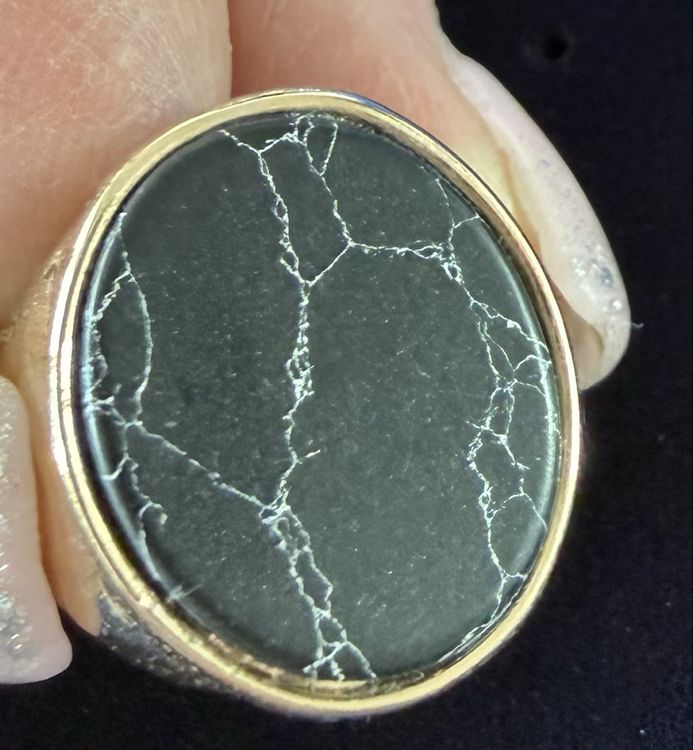 Ring, 18 mm mit schwarzem Stein, Top Zustand! (Neu (gemäss Beschreibung ...