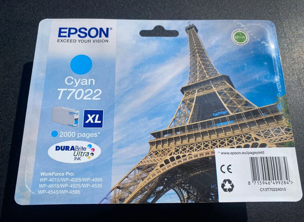 Epson T7022 cyan Patrone zu WF-4015/WF-4025/WF-4525/WF-4545 (Neu und originalverpackt) in ...