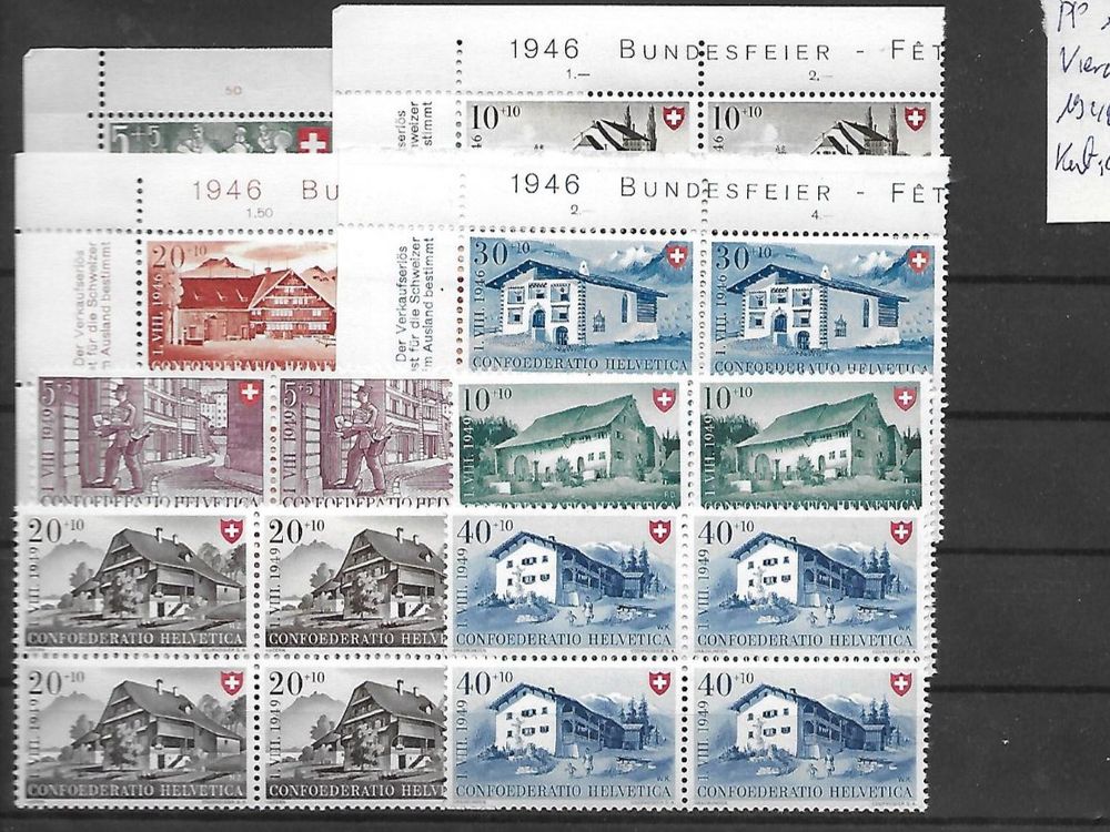 PP ** Viererbl.1946 + 1948 Kat: CHF 120.- | Kaufen auf Ricardo