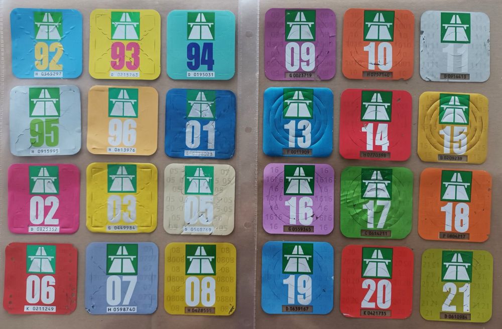 Vignetten 1992 bis 2021 Autobahnvignetten 92 - 21 gebraucht (Gebraucht ...