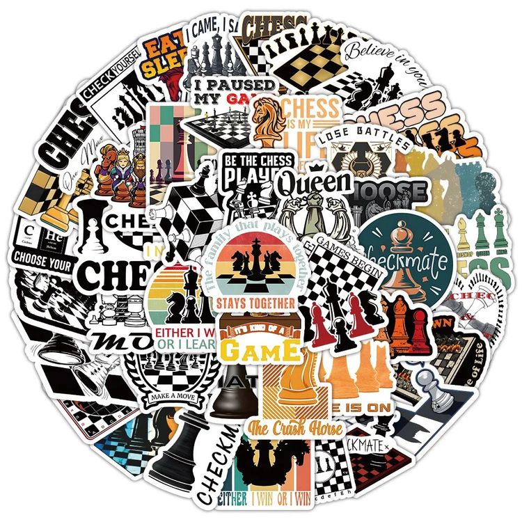 Schach Chess Brettspiel König Dame Bauer 50 tlg Stickerset (Neu und ...