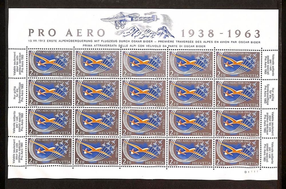 1963 Kleinbogen 25 Jahre Pro Aero F46 Postfrisch ** LUXUS (Gebraucht) in Zürich für CHF 28 – mit ...