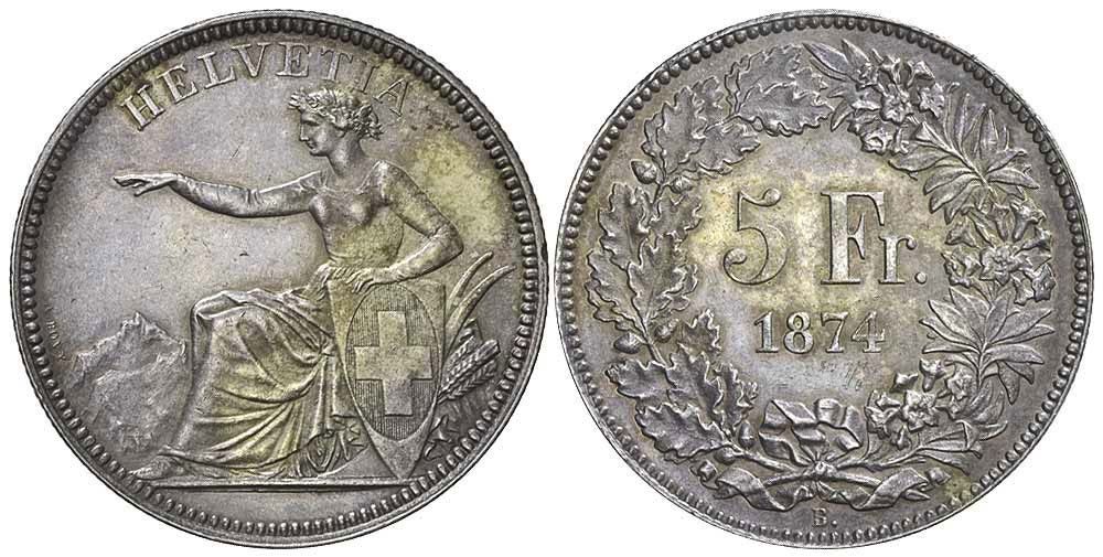 5 Franken 1874 B. Sitzende HELVETIA Unz. | Kaufen auf Ricardo