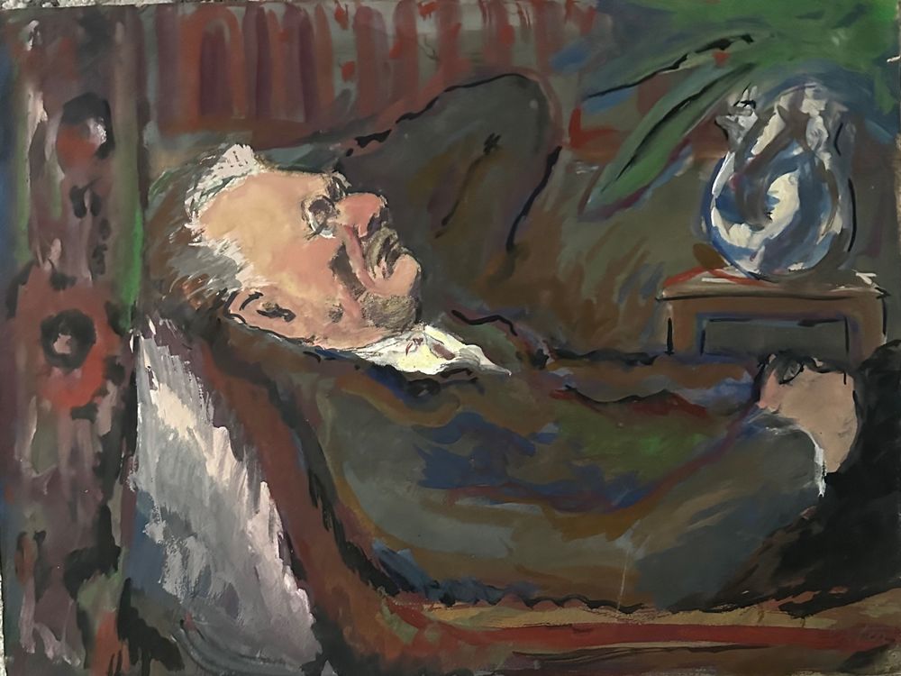 Liegender Mann Gouache Gemälde Signiert | Kaufen auf Ricardo