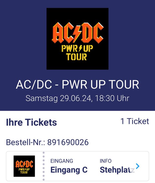 AC/DC Stehplatz Ticket Zürich (Neu und originalverpackt) in für CHF 399 ...