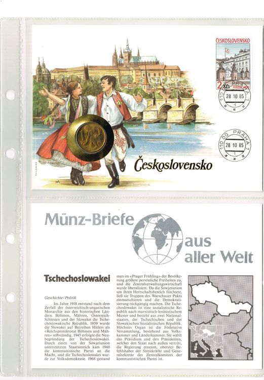 1985_Tschechoslowakei_Münzbrief mit Beschreibung (Gebraucht) in Hombrechtikon für CHF 1 – mit ...