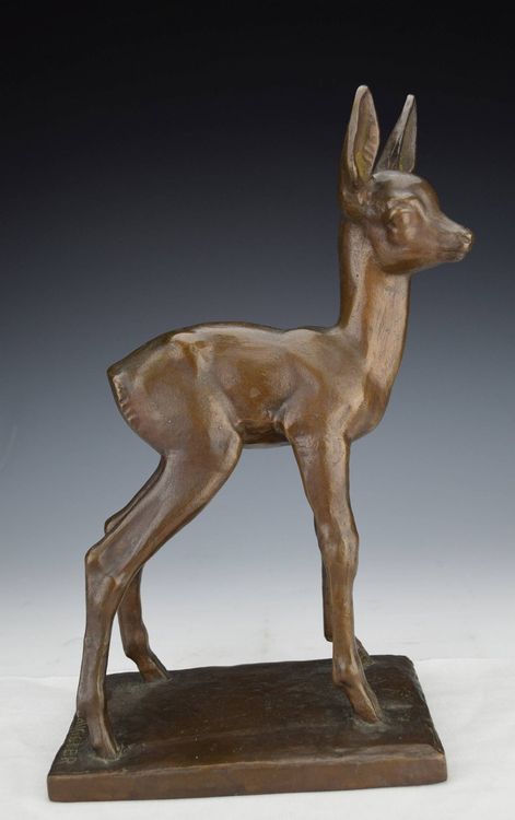 Arnold Huggler Bronzefigur Reh Giessermarke Herzig Ligerz | Kaufen auf ...