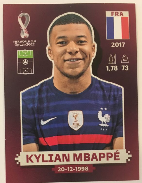 Kylian Mbappé Panini (FRA 19) FIFA Word Cup Qatar 2022 (Neu (gemäss ...
