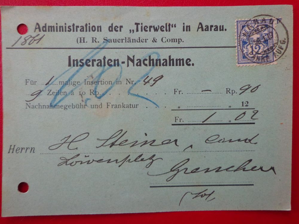 Vollstempel + Dokument 1907 AARAU/ GRENCHEN (Gebraucht) in Le Locle für CHF 3 – mit Lieferung ...