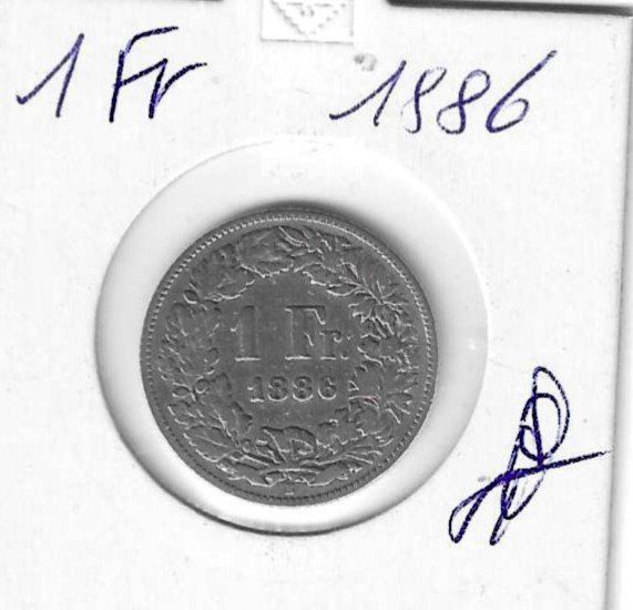 Monnaie Suisse: 1 Fr 1886 (D'occasion) à Muraz (Collombey) pour CHF 6 ...