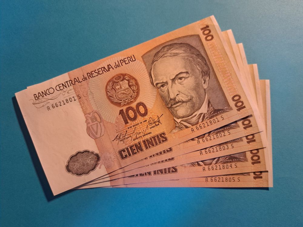 PERU - 5x 100 Intis 1986 UNC (A6621801S bis A6621805S) | Kaufen auf Ricardo