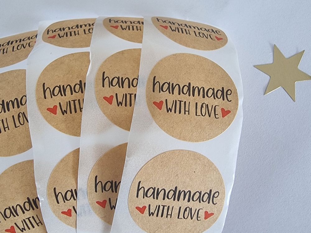 40 Stickers Kleber 《 Handmade with Love》Kraftpapier | Kaufen auf Ricardo