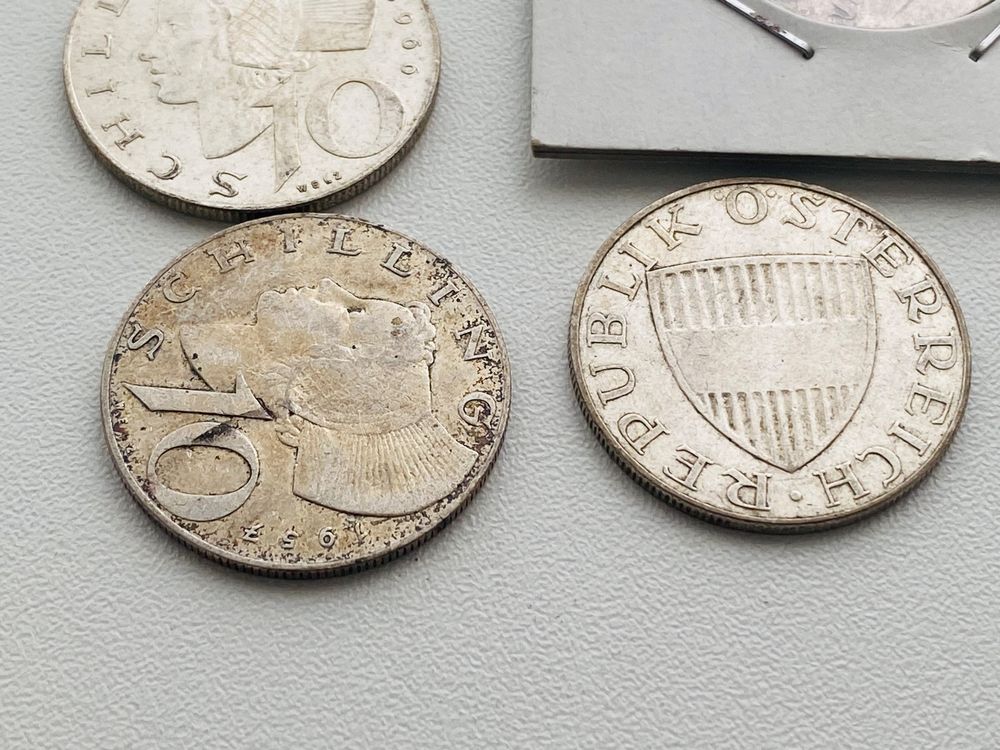 SILBER Lot 42 gr Österreich Silber 6x Münze 5 + 10 Schilling (Gebraucht ...