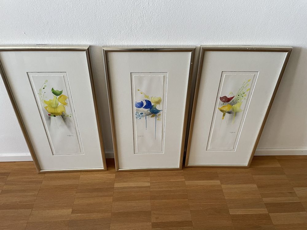 3er Set Aquarelle Blumenbilder gerahmt (Gebraucht) in Zürich für CHF 500 – nur Abholung auf ...