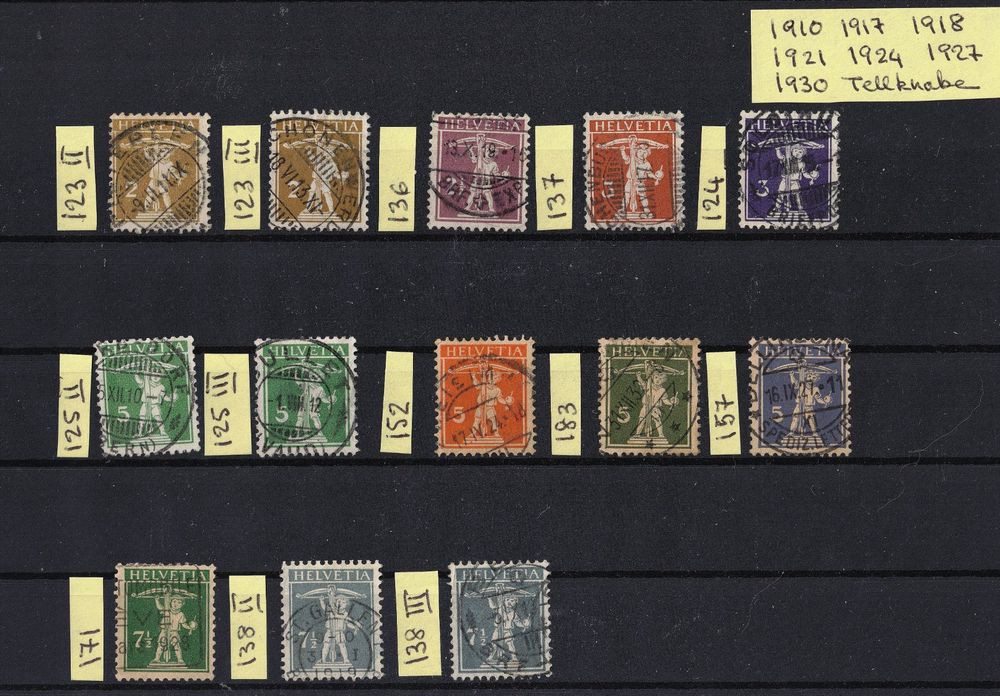 1910 1917 1918 1921 1924 1927 1930 Tellknabe Types II & III | Kaufen auf Ricardo