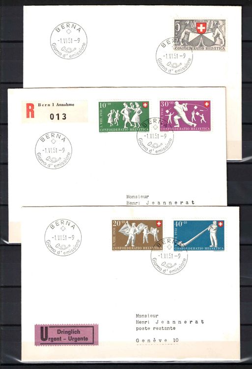 Pro Patria 1951 FDC italienisch "Ersttag 1.VI.51" (Neu (gemäss Beschreibung)) in Nuglar für CHF ...