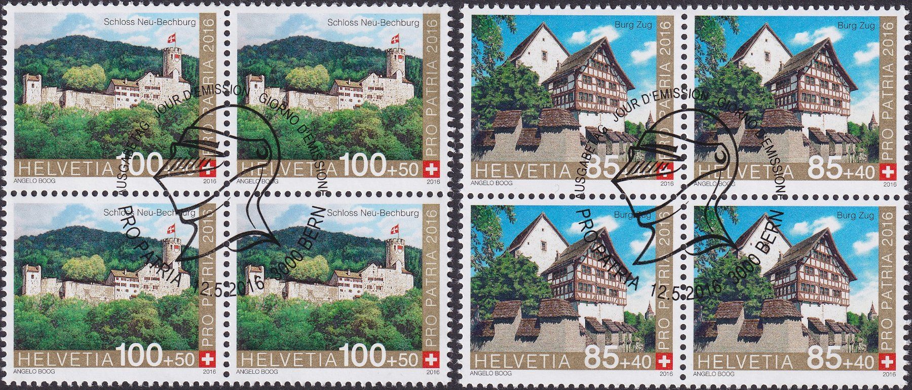 2016, B333+B334 Viererblock-Serie mit ET-Stempel, Kat: 30.- (D'occasion ...