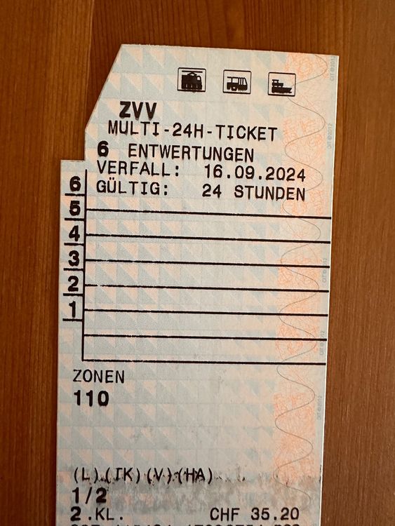 NEU ZVV Mehrfahrtenkarte - Halbtax - 24 Stunden - Zone 110 (Neu und ...
