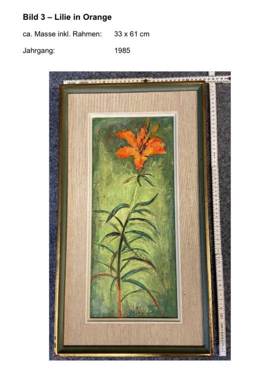 Gemälde - Max Widmer, sign./datiert 1985 - Lilie in Orange (Gebraucht ...
