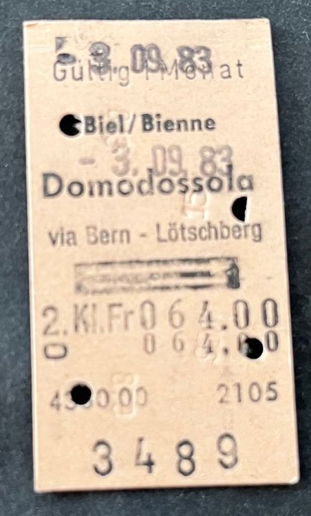 Biel/ Bienne Domodossola via Bern - Lötschberg/ 1983 (Gebraucht) in Wabern für CHF 2 – mit ...