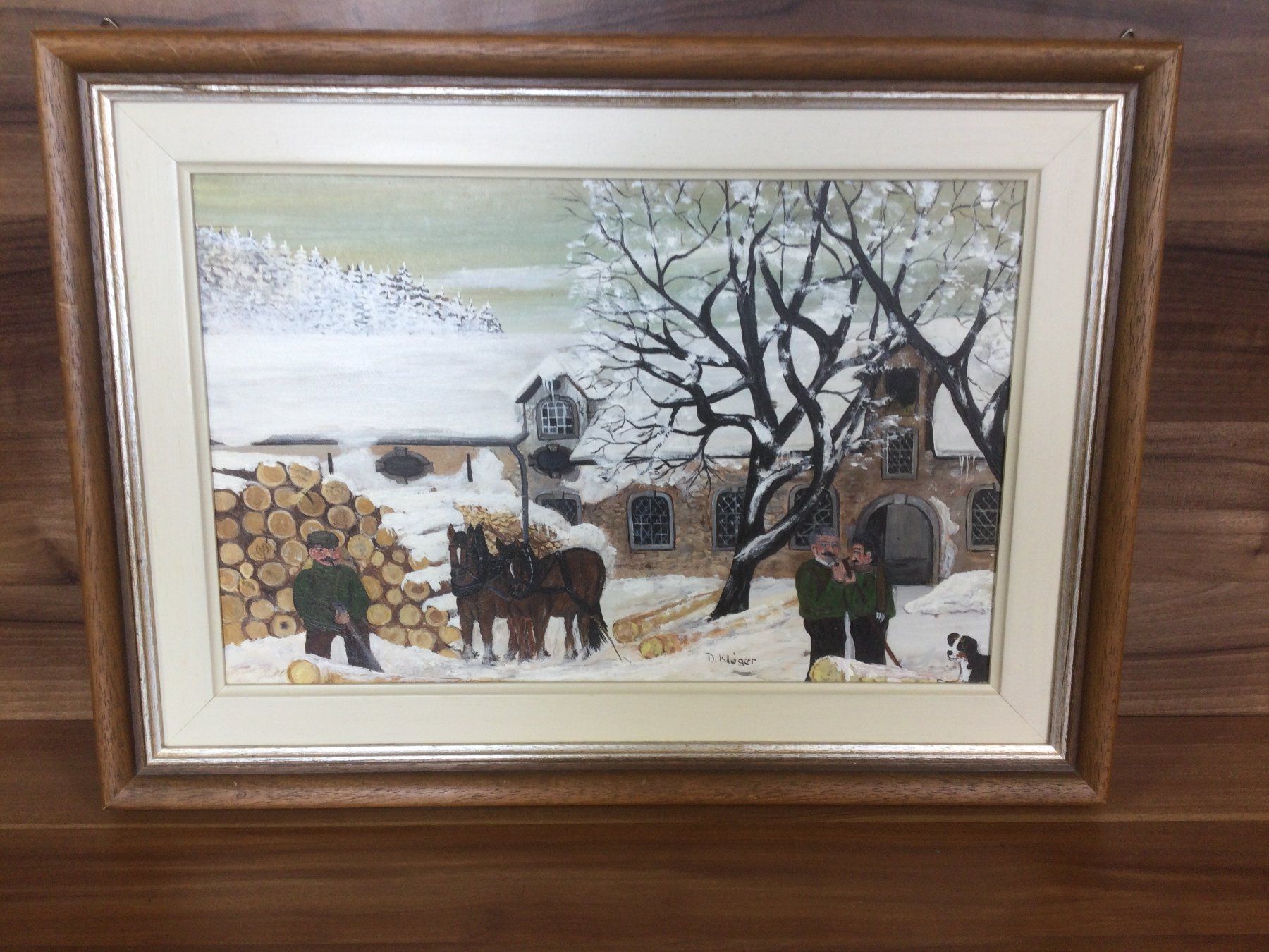 Bild Kloster Einsiedeln mit Pferden und Holzfäller signiert (Gebraucht ...