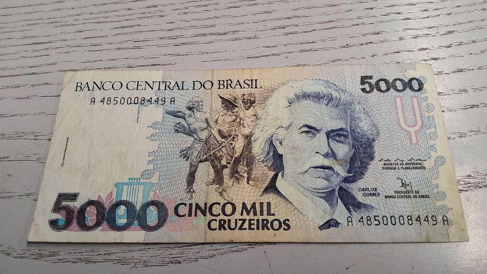 Brasilianische Banknote 5000 Cruzeiros Jahrgang 1989 (Gebraucht) in Herisau für CHF 5.9 – mit ...
