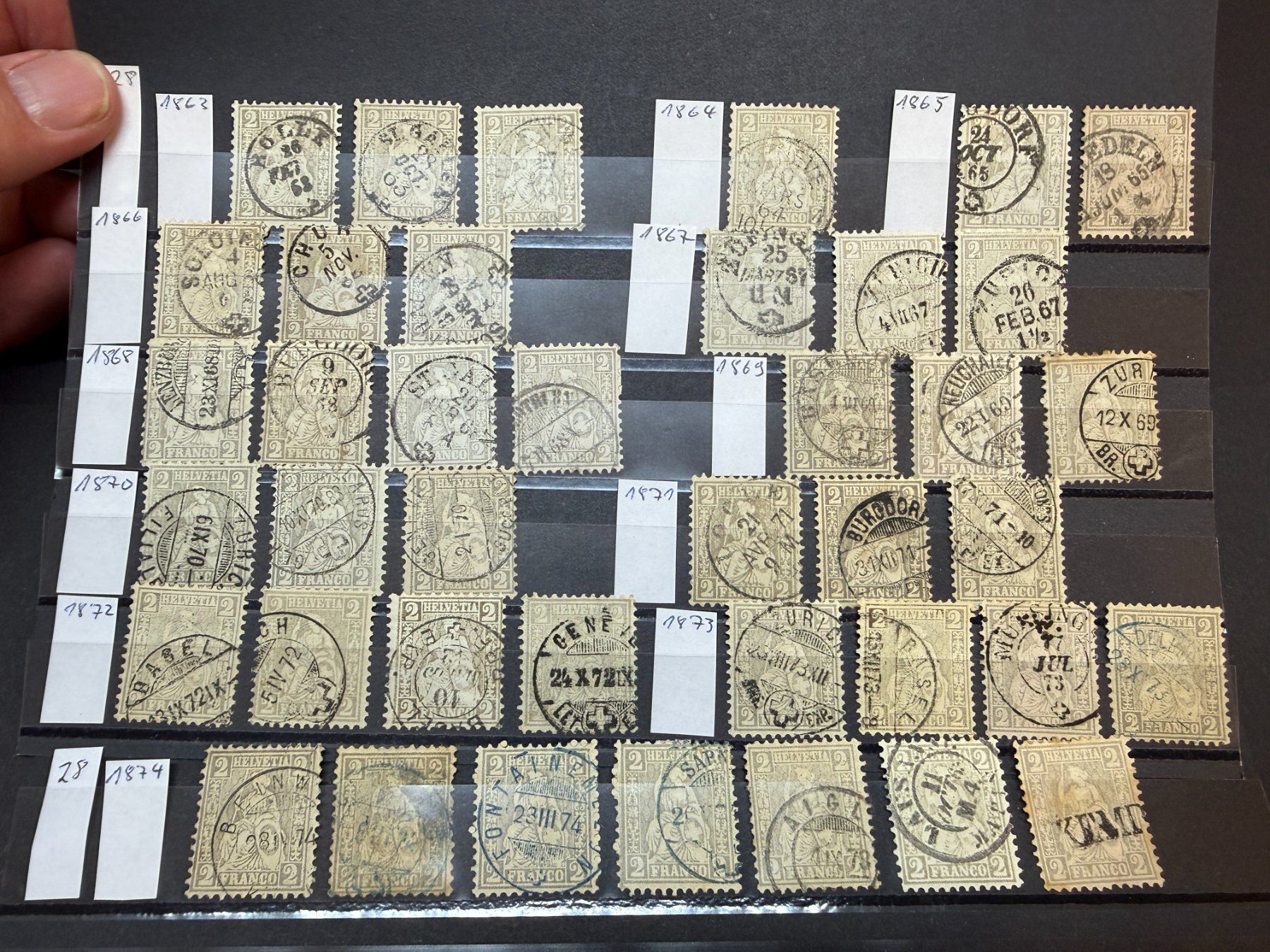 Aussergewöhnlichs Lot Sitzende Helvetia 2 Rp. Zu. Nr. 28 (Gebraucht) in ...