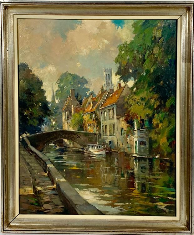 Augustin de Boeck (XX) Gemälde -Brückenszene | Kaufen auf Ricardo