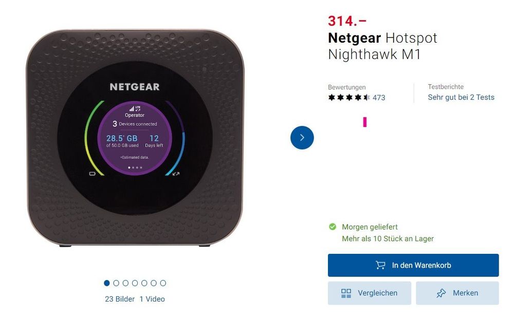 Netgear M1 4G Router Hotspot, 4G+ bis 1 GBit/s mit Antenne (Gebraucht ...