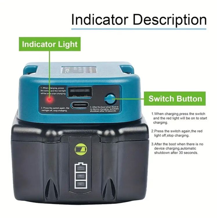 Makita USB C und A Ladegerät Adapter für 18V Akkus | Kaufen auf Ricardo