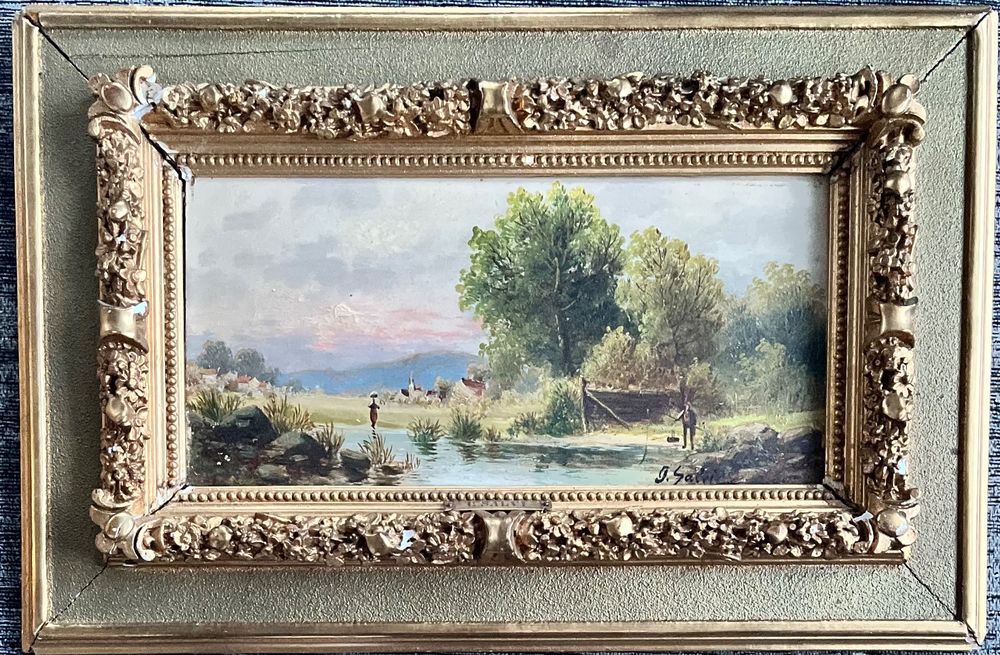 G. Salvi (XX) Landschaft Ölgemälde mit Personen (Gebraucht) in Root für CHF 24 – nur Abholung ...