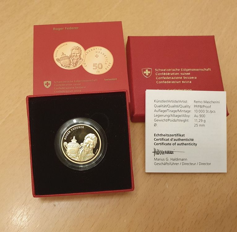 50 chf gold Roger Federer PP (Neu und originalverpackt) in Bramois für CHF 900 – mit Lieferung ...