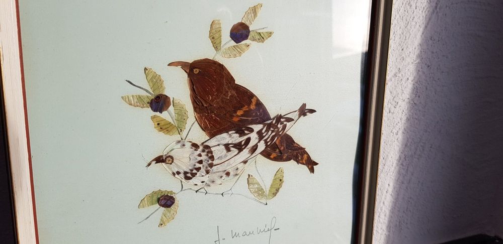 Tableau signé à la main oiseaux en ailes de papillons (Gebraucht) in Tramelan für CHF 29 – mit ...