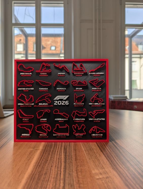 Formula F1 2026 Kalender 3D Print – Tracks & Länder –25×22cm (Neuf ...