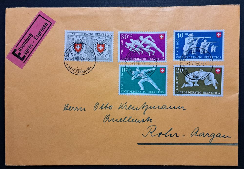 Pro Patria Satzbrief 1950 gelaufen 1. Juli 1950 (Gebraucht) in Unterägeri für CHF 6.5 – mit ...