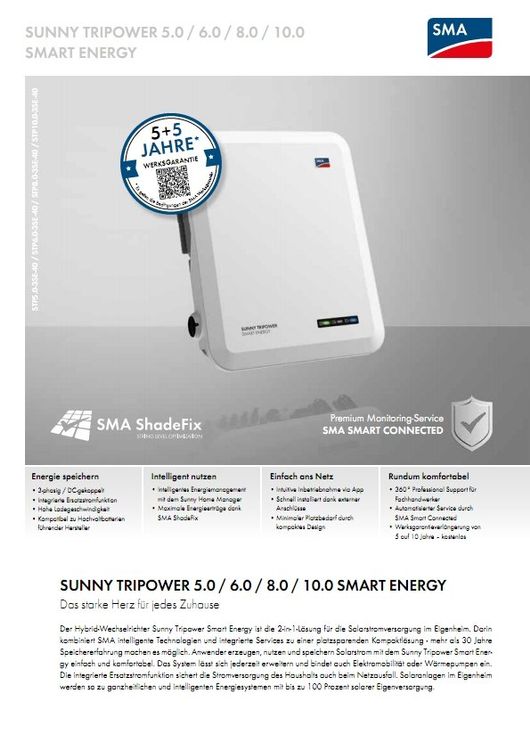 SMA Sunny Tripower Smart Energy 8kW - inkl. Energy Meter-20 (Neu und ...