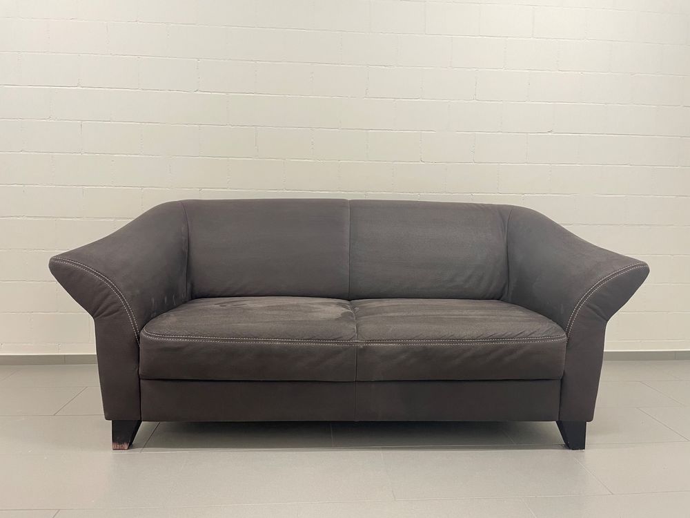 Sofa 2er Anthrazit Braun Alcantara Leder 2 Sitzer Holzfüsse (Gebraucht) in Zürich für CHF 200 ...