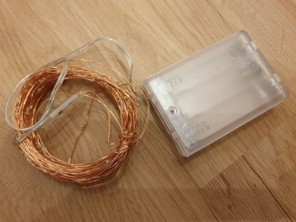 LED Draht kupferfarben, warmweiss mit Batterie (Neu und ...