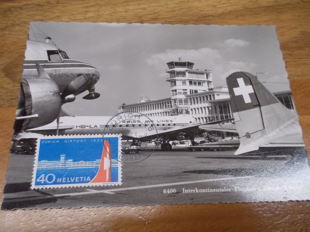 Maximumkarte Flughafen Zürich, 1953, Ersttag-Stempel | Kaufen auf Ricardo